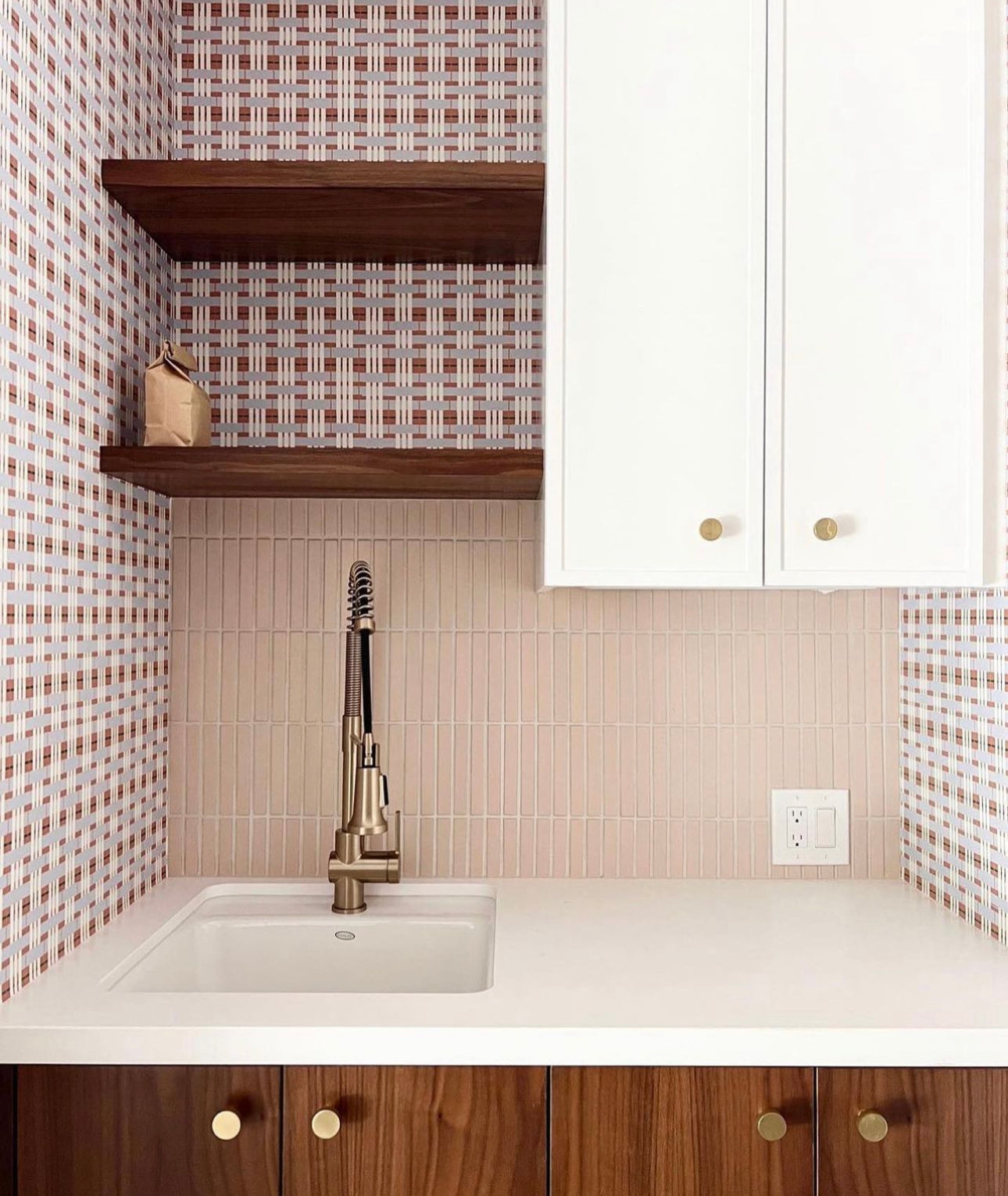 Painterly Gingham Wallpaper - plaid wallpaper ideas