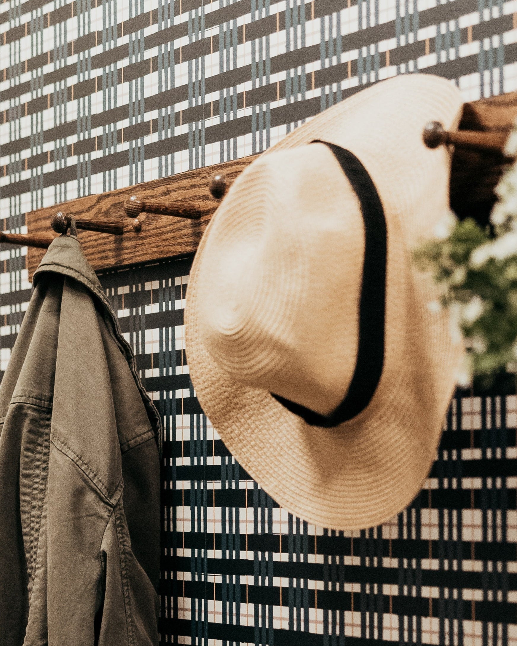 Painterly Gingham Wallpaper - plaid wallpaper ideas